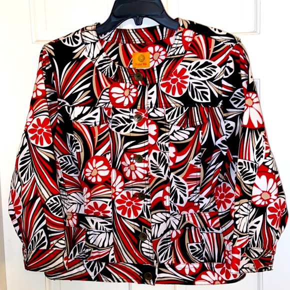 Ruby Rd. | Jackets & Coats | Ruby Rd White Red Black Floral 0 Cotton ...